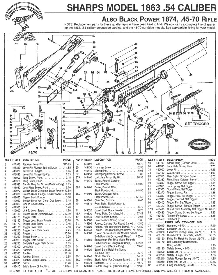 Longhunt.com - Schematics - Sharps M1863/1874